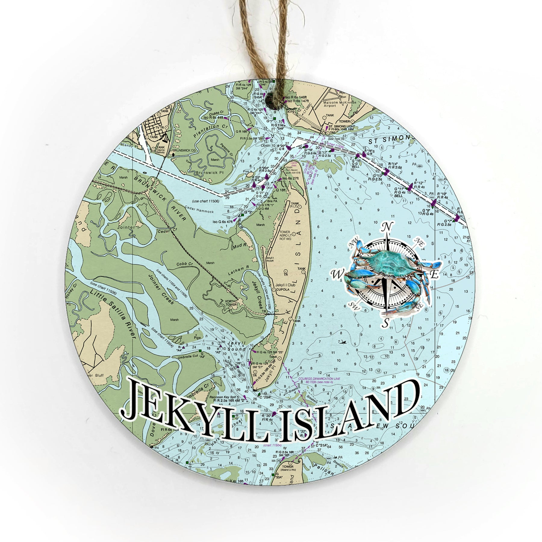 Jekyll Island, GA Circle Shaped Wood Map Souvenir Ornament – MapMom
