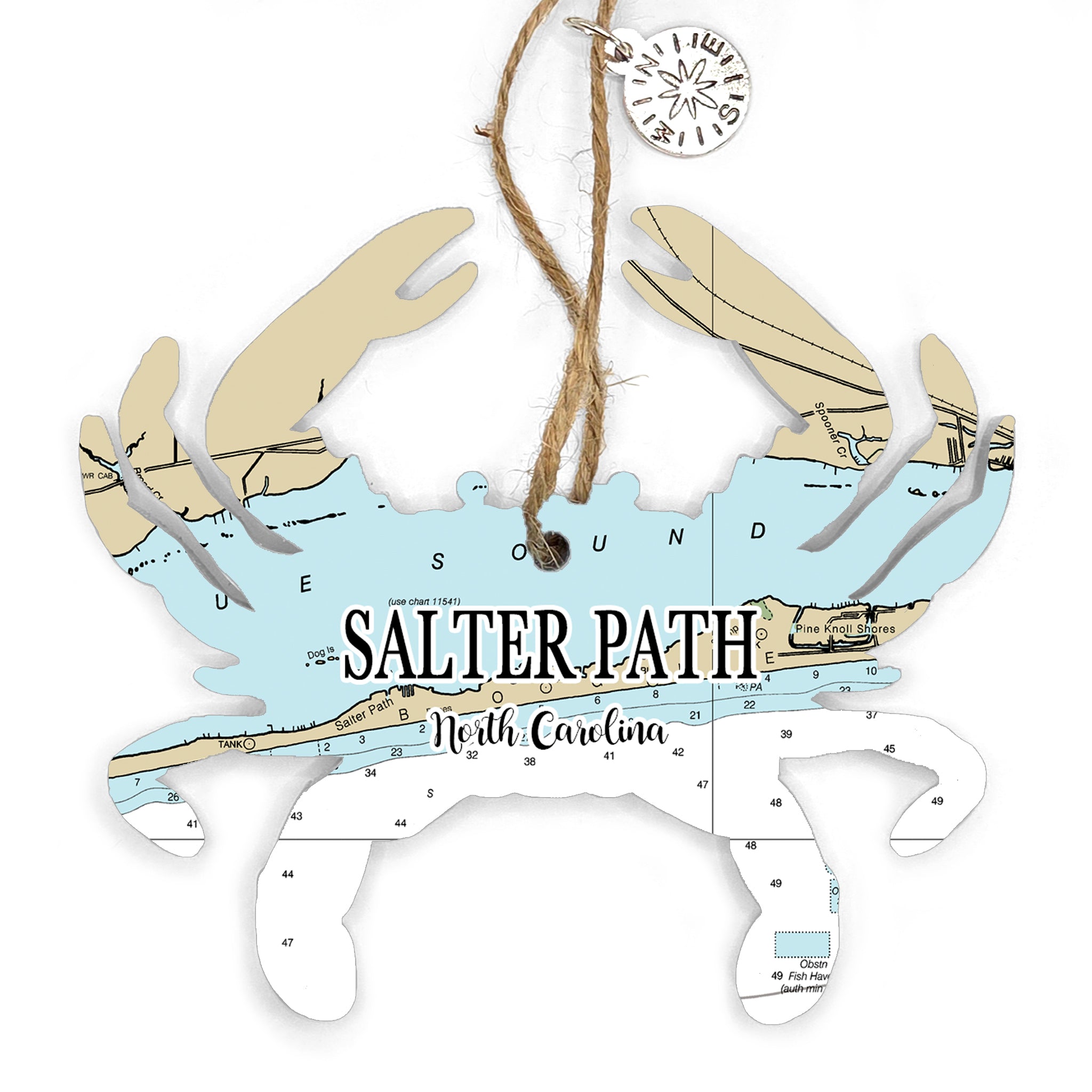 Salter Path, NC Crab Shaped Wood Map Souvenir Ornament – MapMom