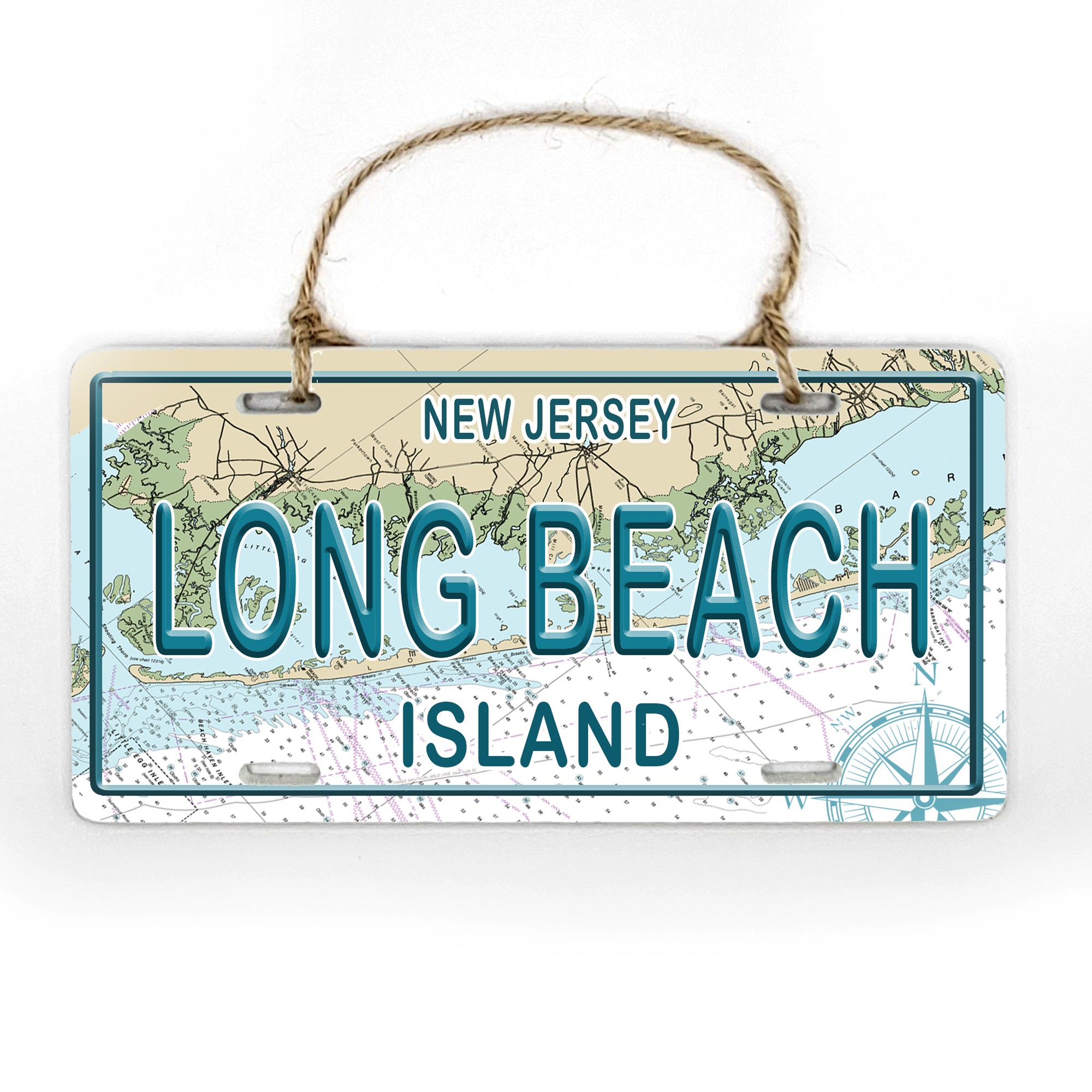 Long Beach Island, NJ License Plate Wood Map Souvenir Ornament – MapMom