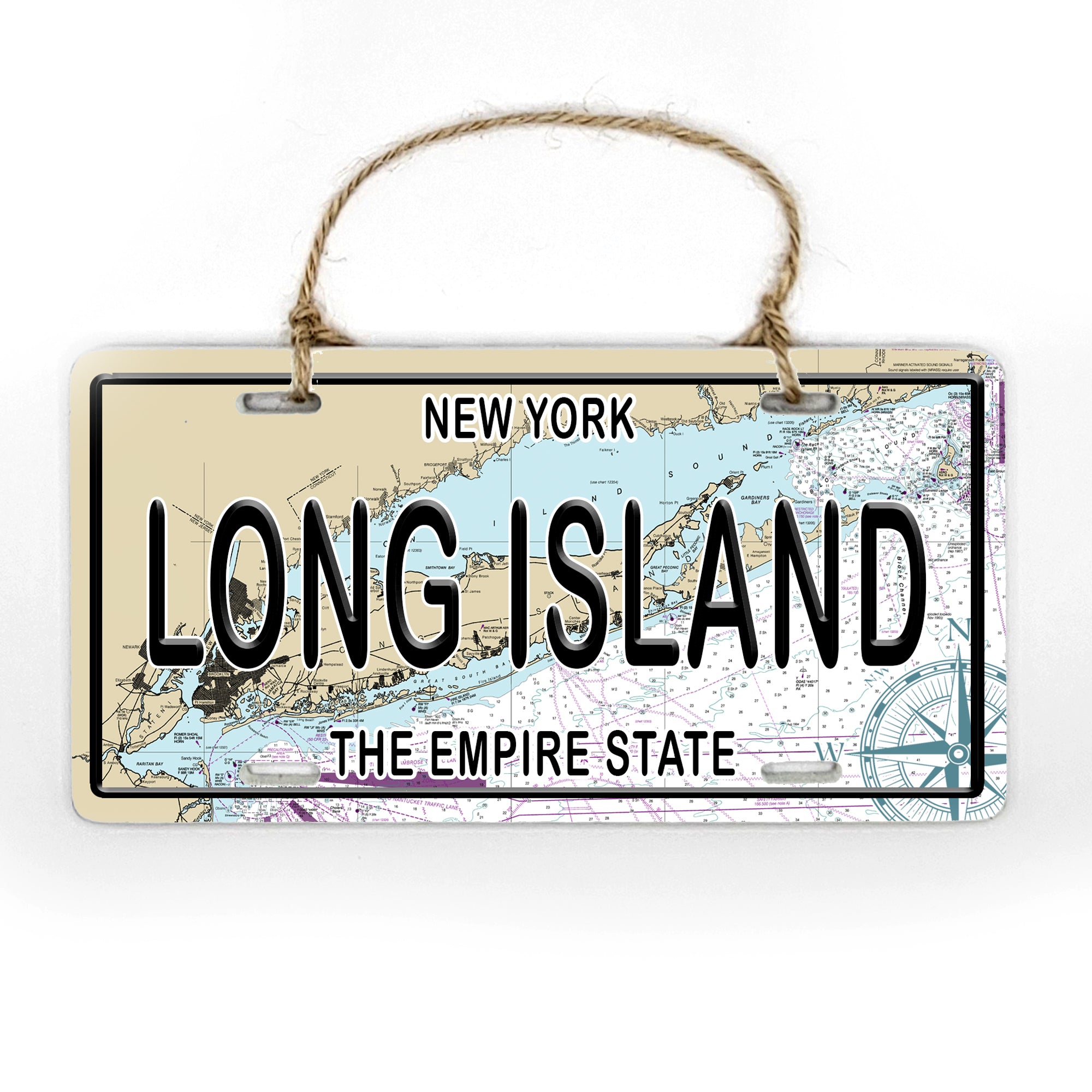 Long Island, NY License Plate Wood Map Souvenir Ornament – MapMom