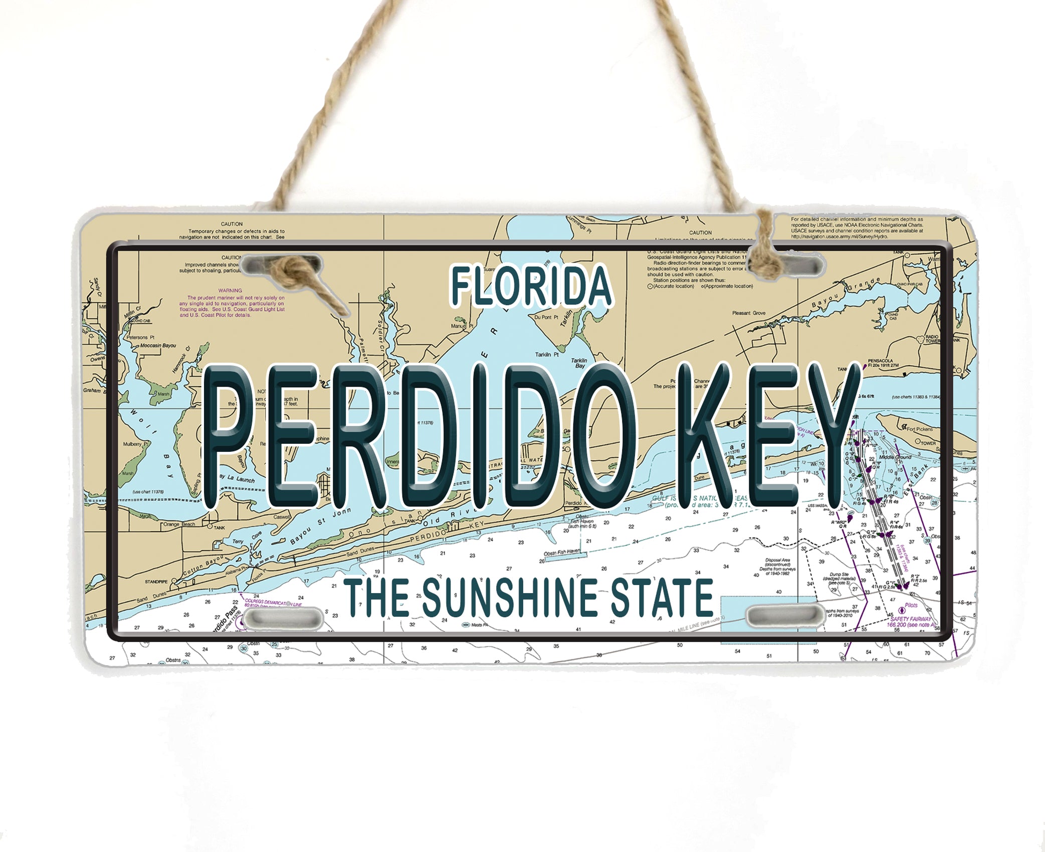 Perdido Key, FL License Plate Wood Map Souvenir Ornament – MapMom