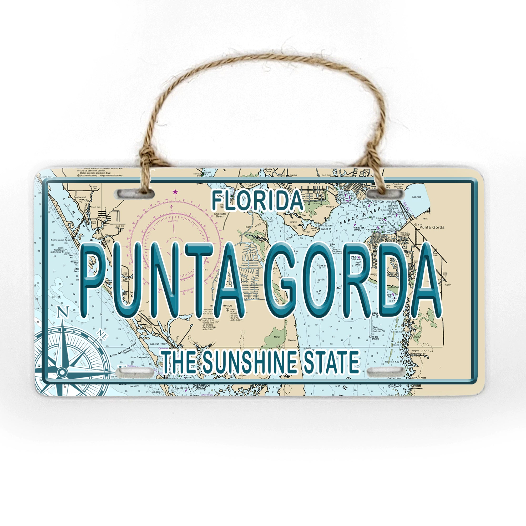 Punta Gorda, FL License Plate Wood Map Souvenir Ornament – MapMom