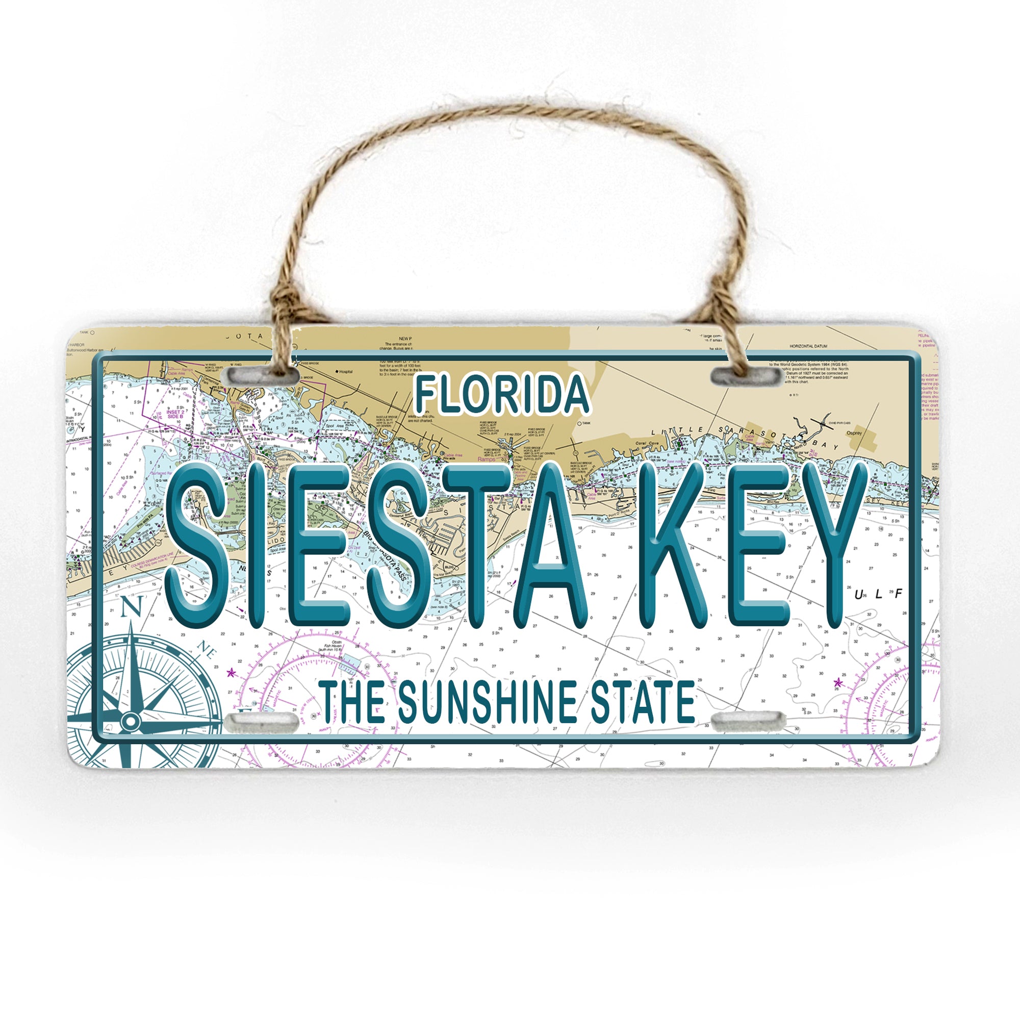Siesta Key, FL License Plate Wood Map Souvenir Ornament – MapMom
