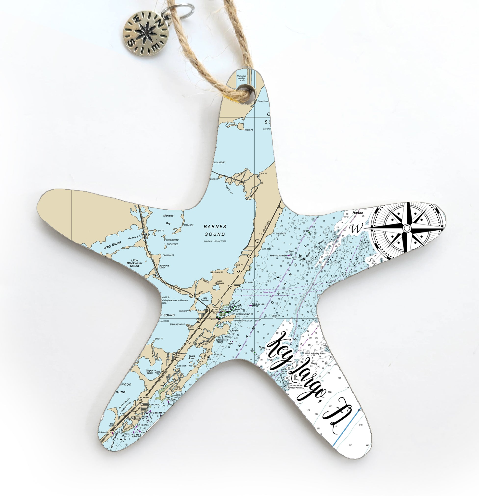 Key Largo, FL Starfish Shaped Wood Map Souvenir Ornament – MapMom