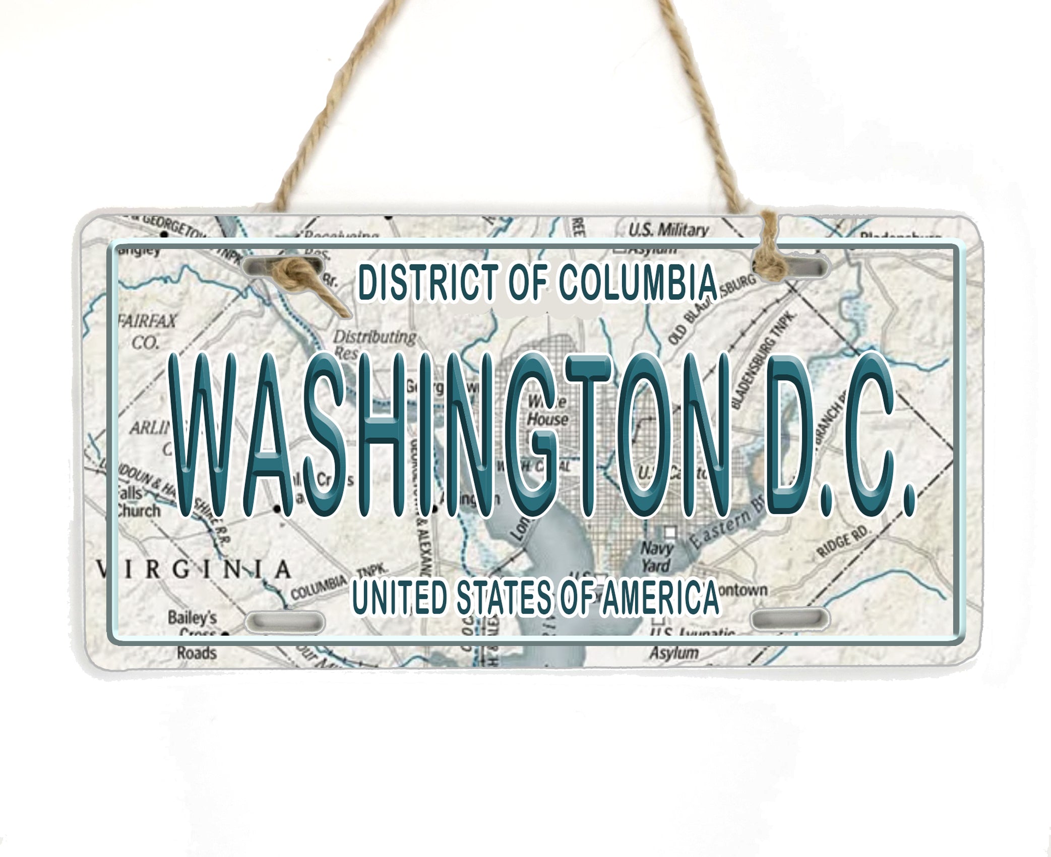 Washington, D.C. License Plate Wood Map Souvenir Ornament – MapMom
