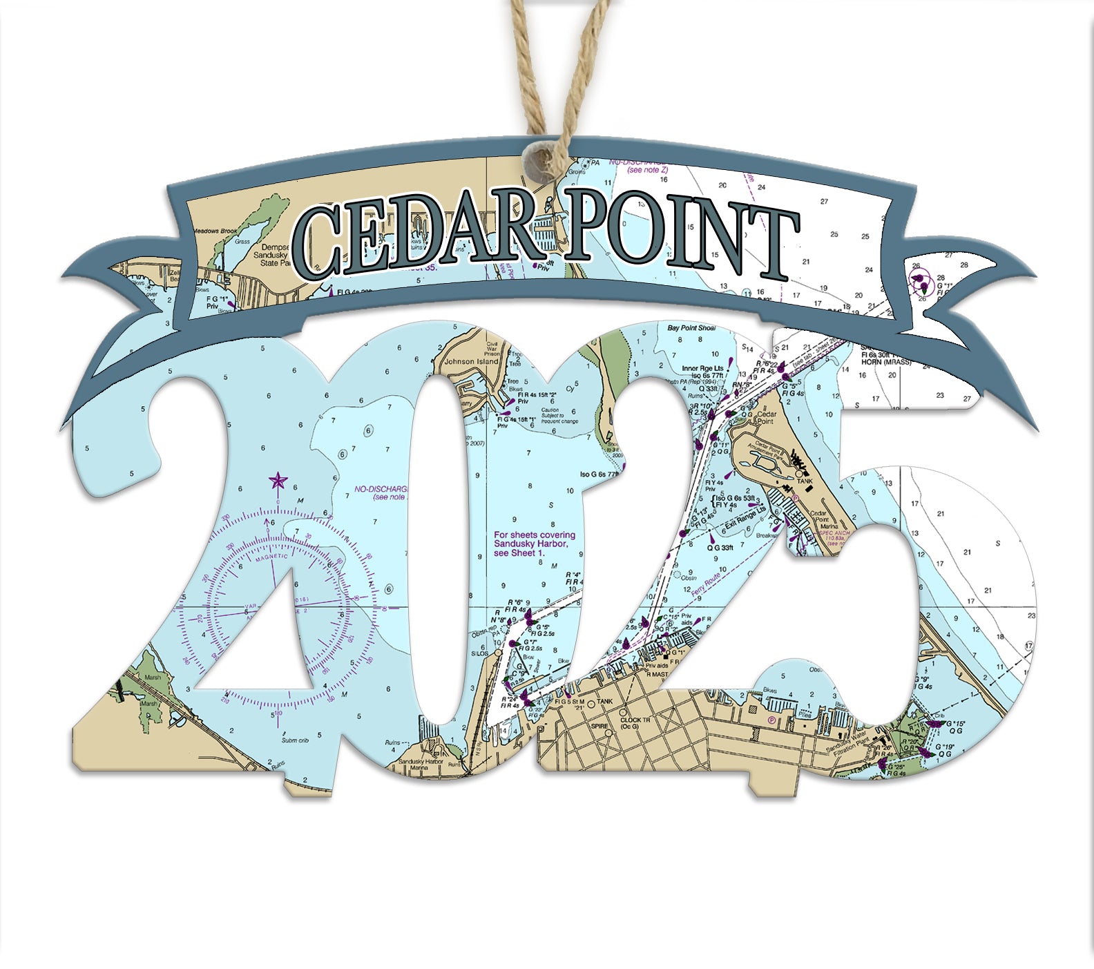 Cedar Point, OH 2025 Wood Map Souvenir Ornament – MapMom