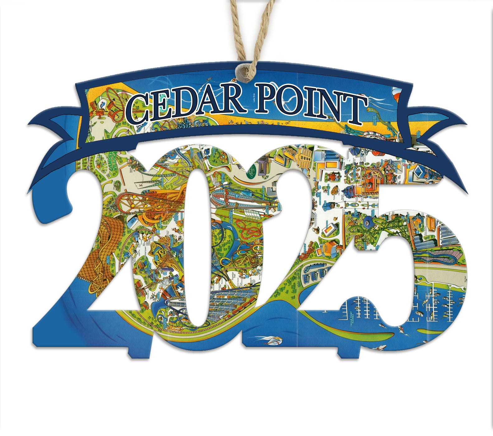 Cedar Point Park, OH 2025 Wood Art Souvenir Ornament – MapMom