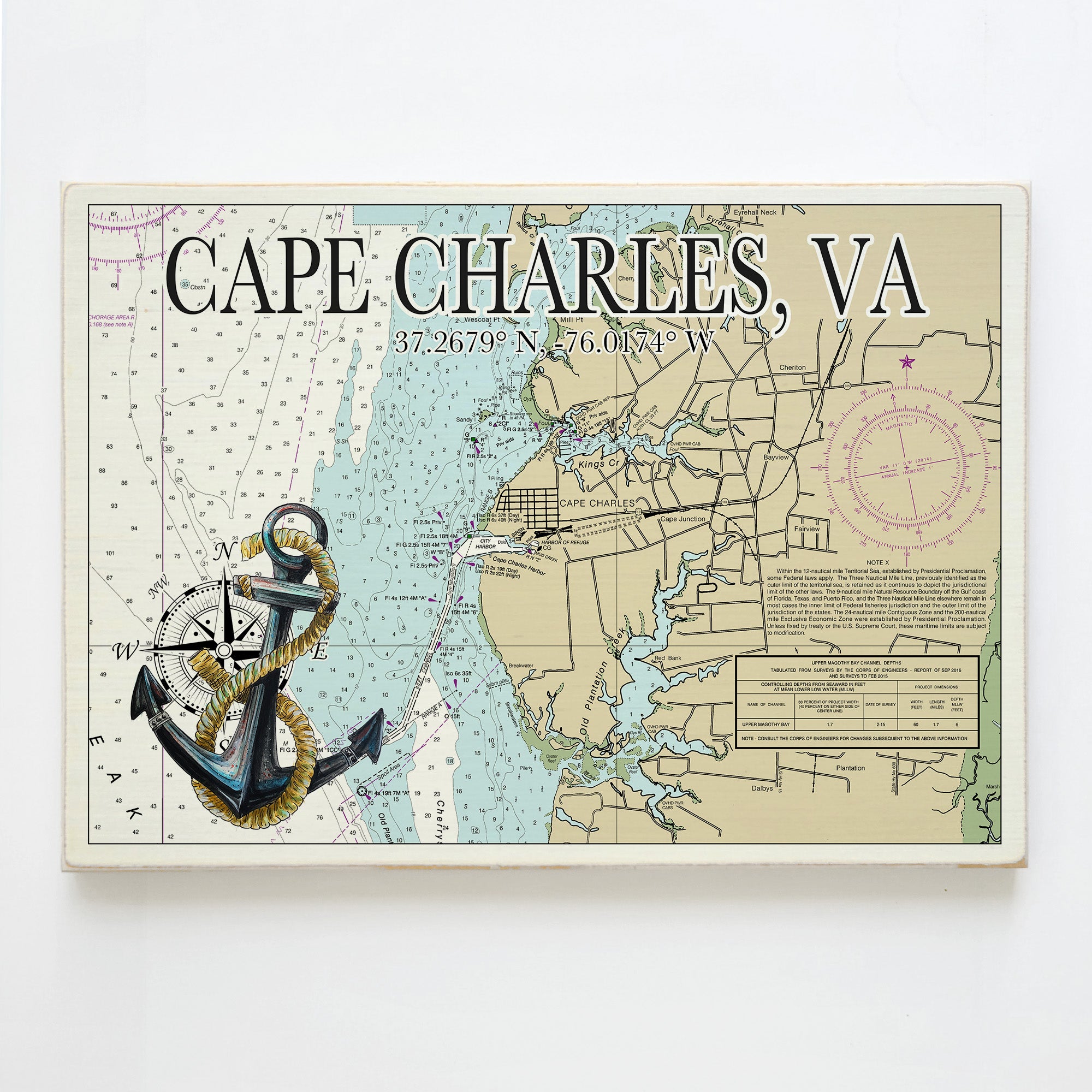 Cape Charles, VA Anchor Plank Map – MapMom