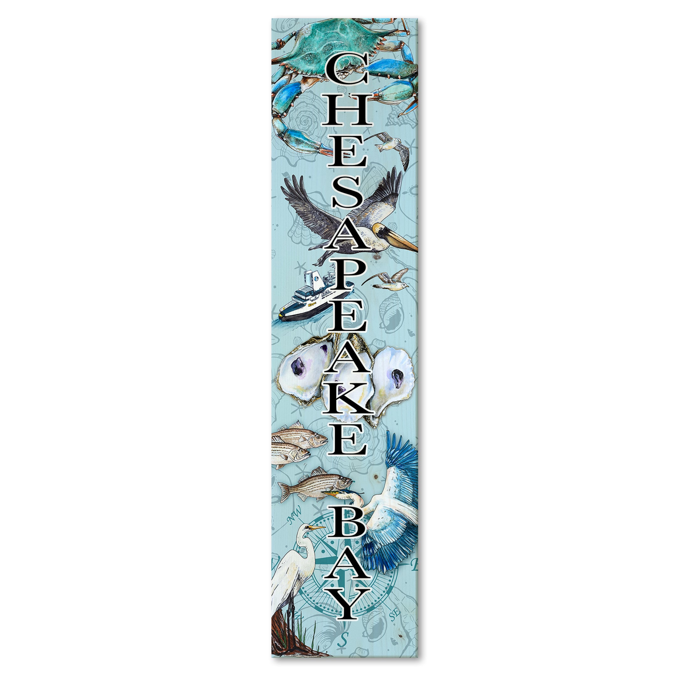 Chesapeake Bay, VA Ocean Life Vertical Coordinate Sign – MapMom