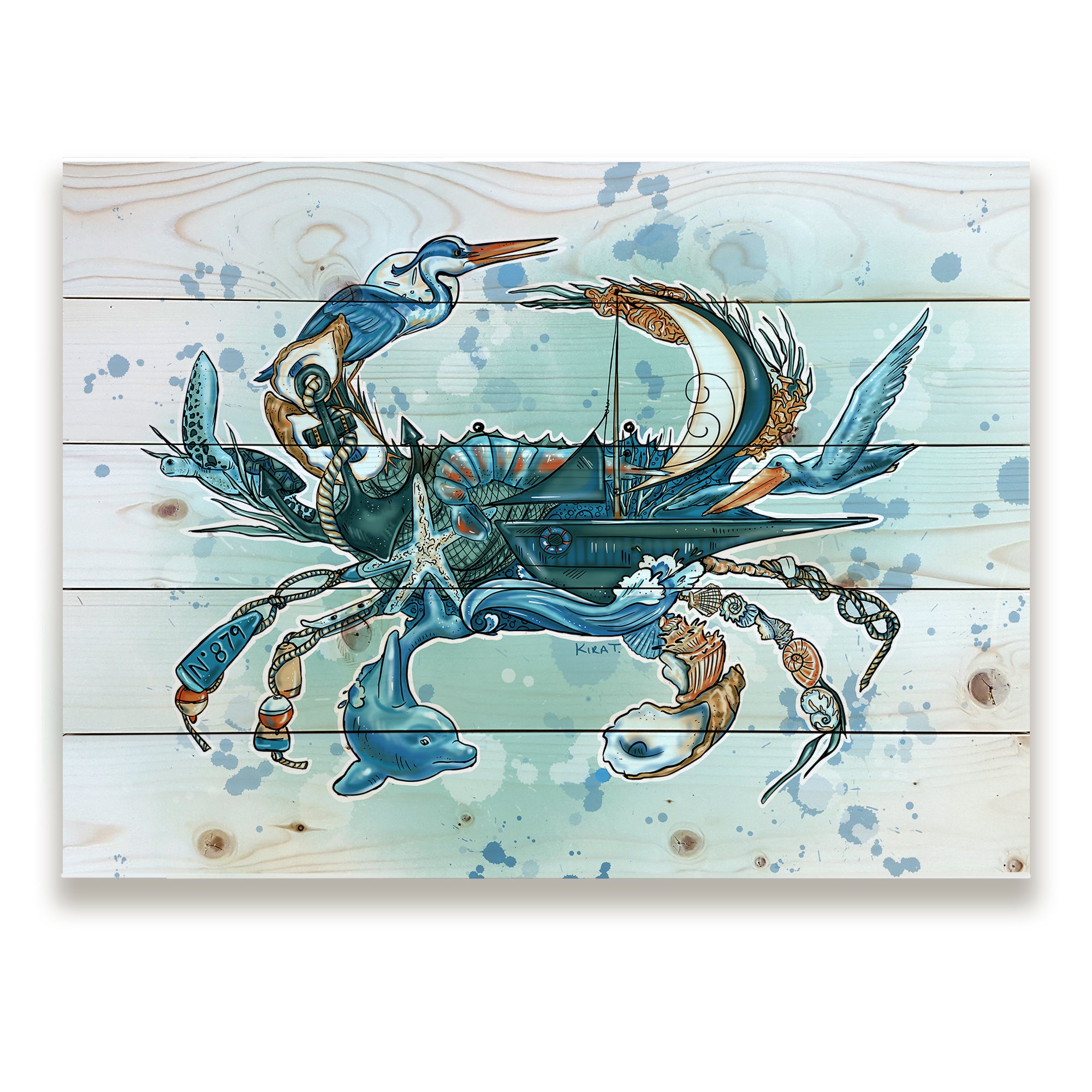 Crab Collage Artwork Pallet Map – MapMom