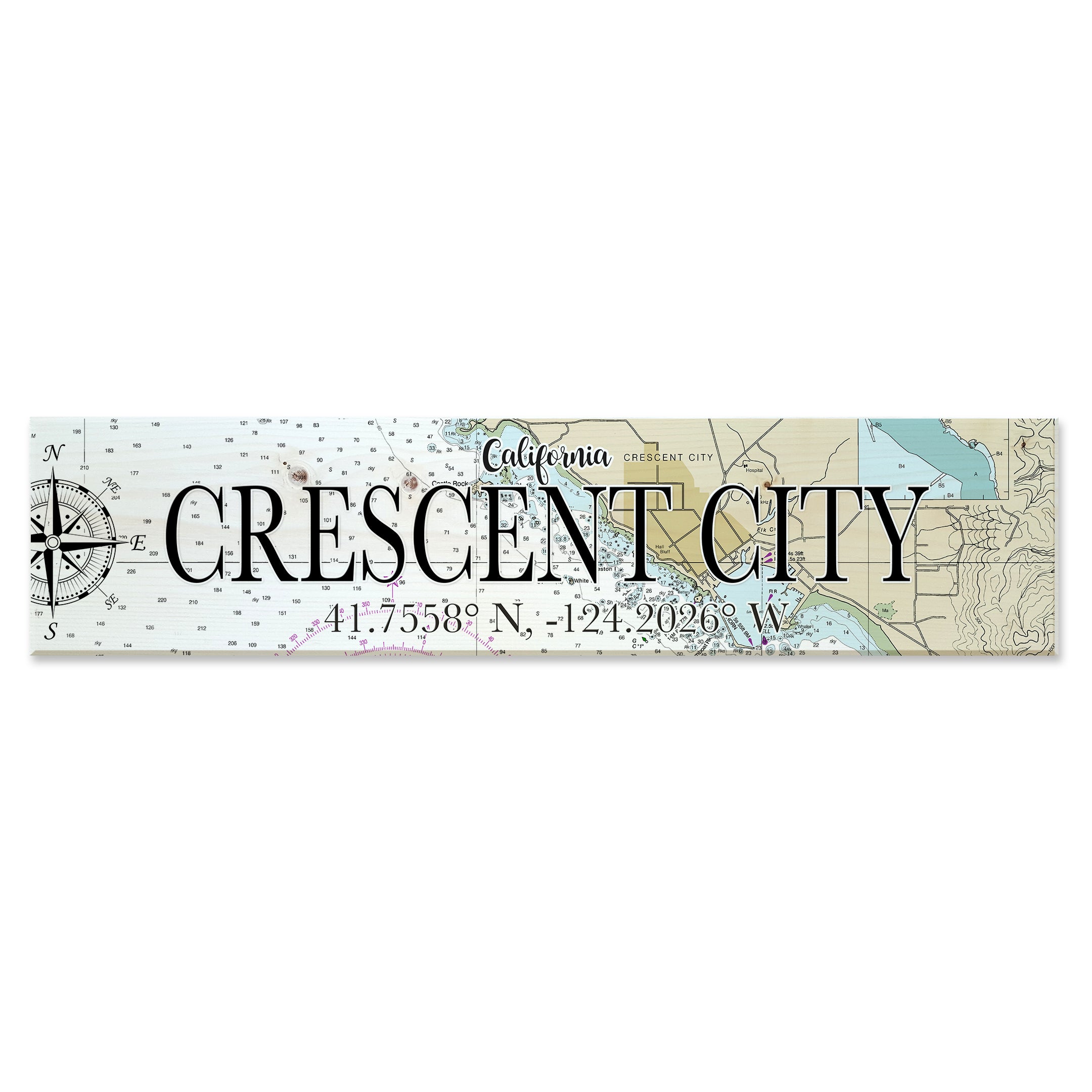 Crescent City, CA Coordinate Sign – MapMom