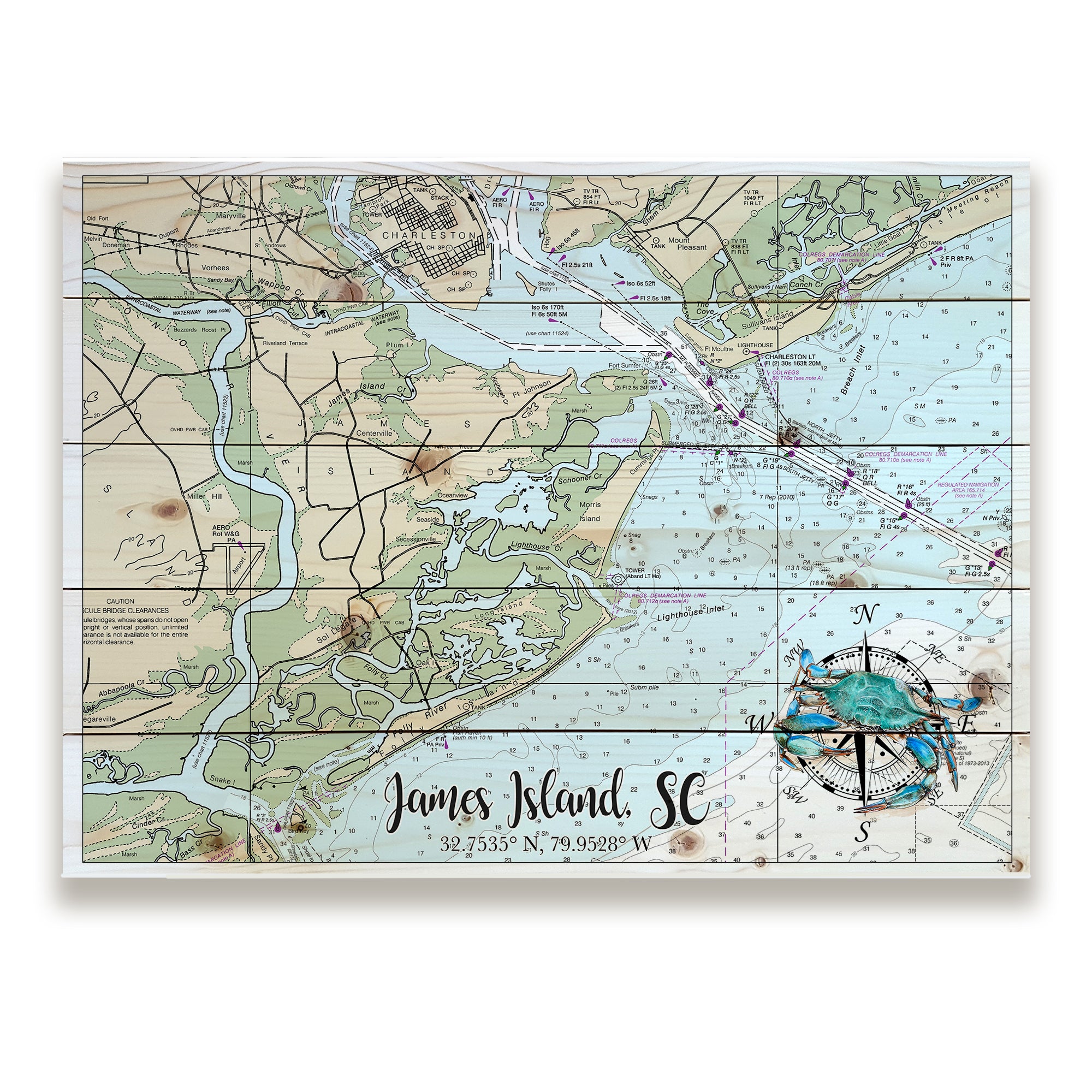 James Island, SC - Blue Crab Pallet Map – MapMom