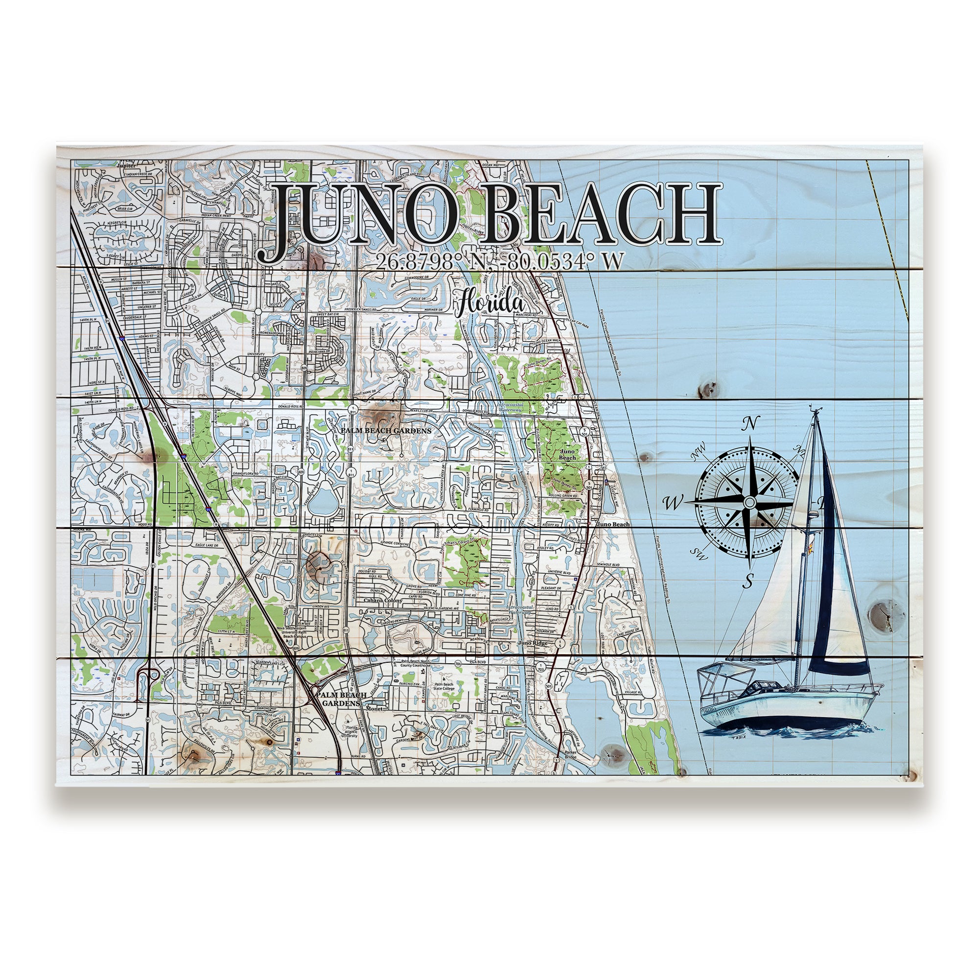 Juno Beach Florida Street Map Bird's Eye View 1915 West Palm Beach