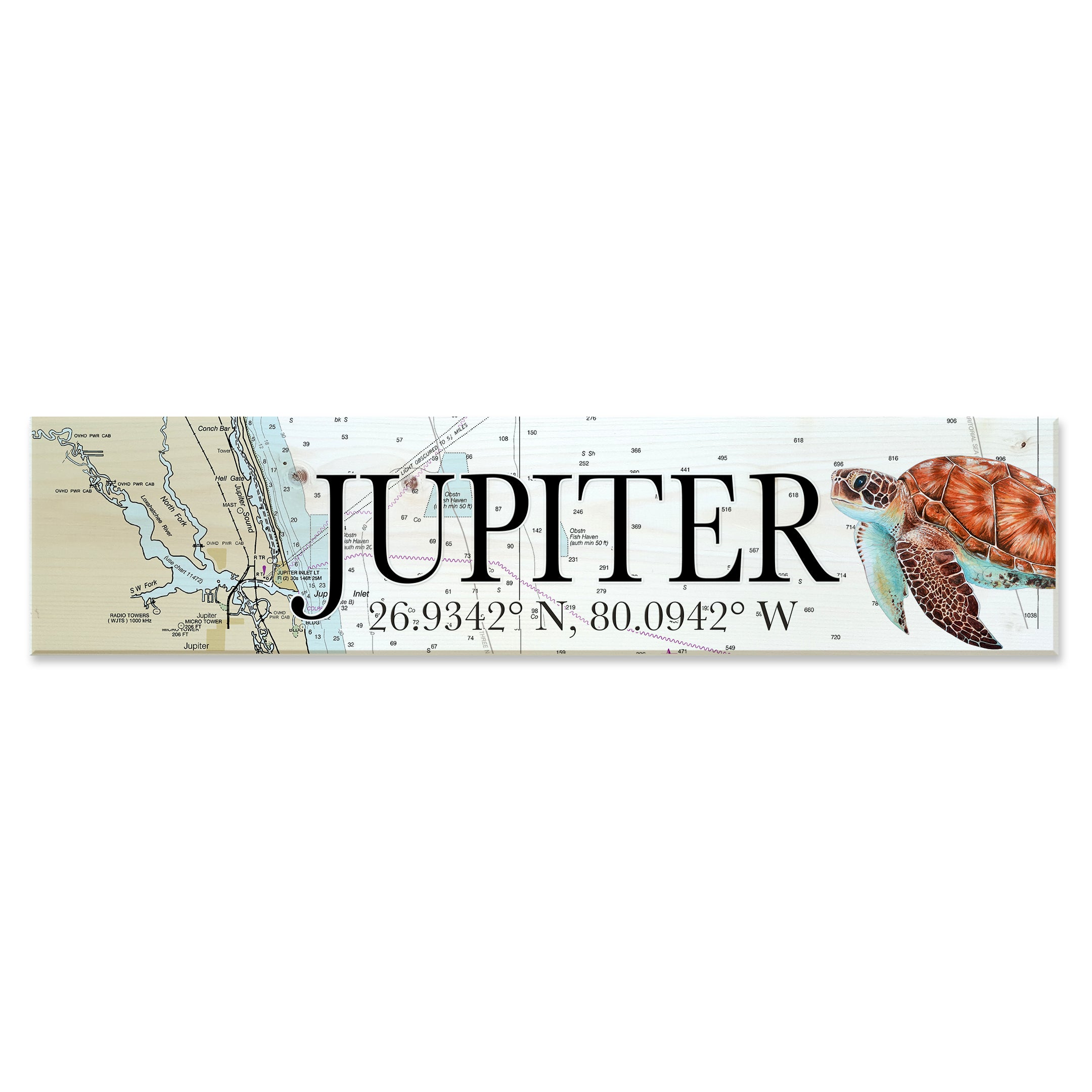 Jupiter, FL Sea Turtle Coordinate Sign – MapMom