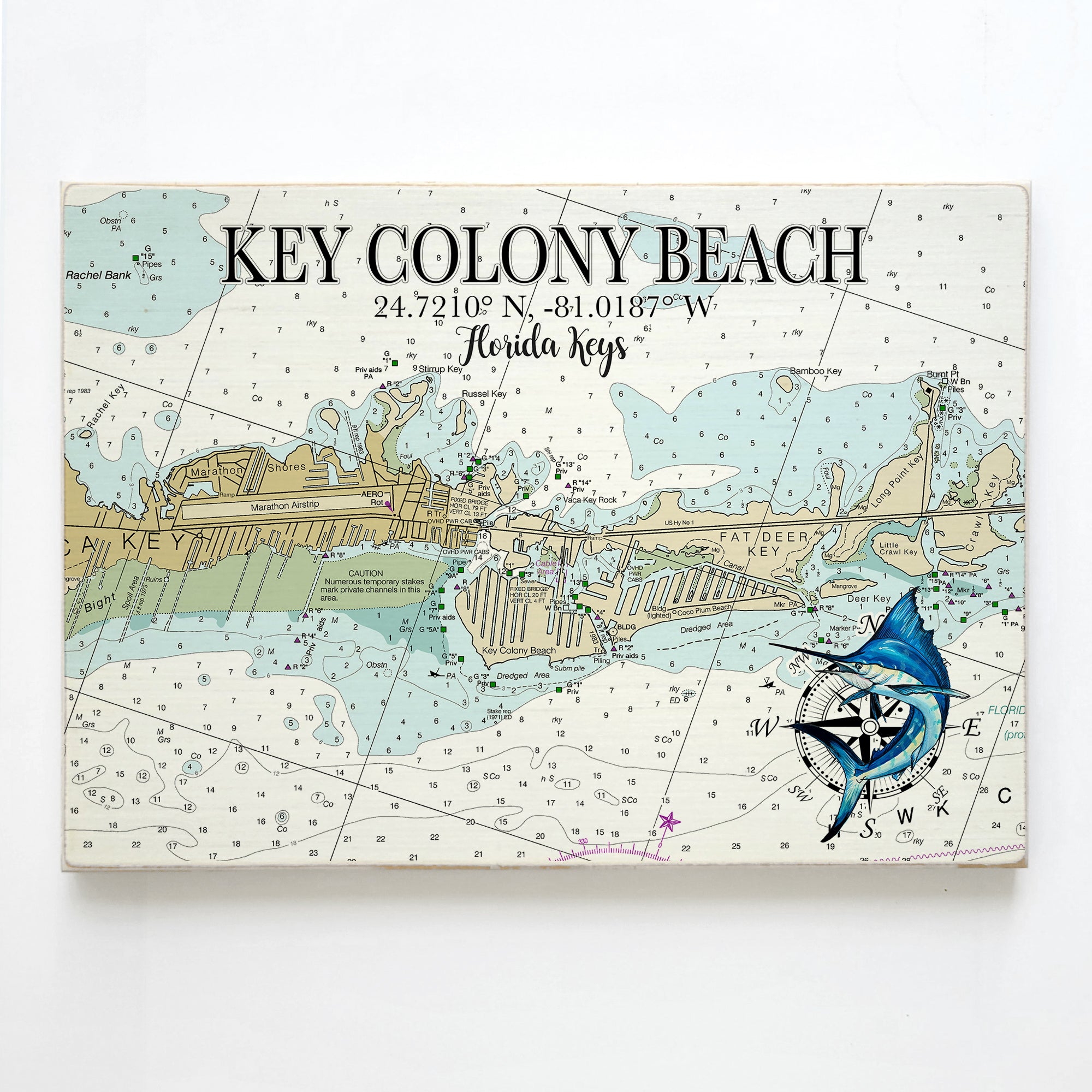 Key Colony Beach, FL Marlin Plank Map – MapMom
