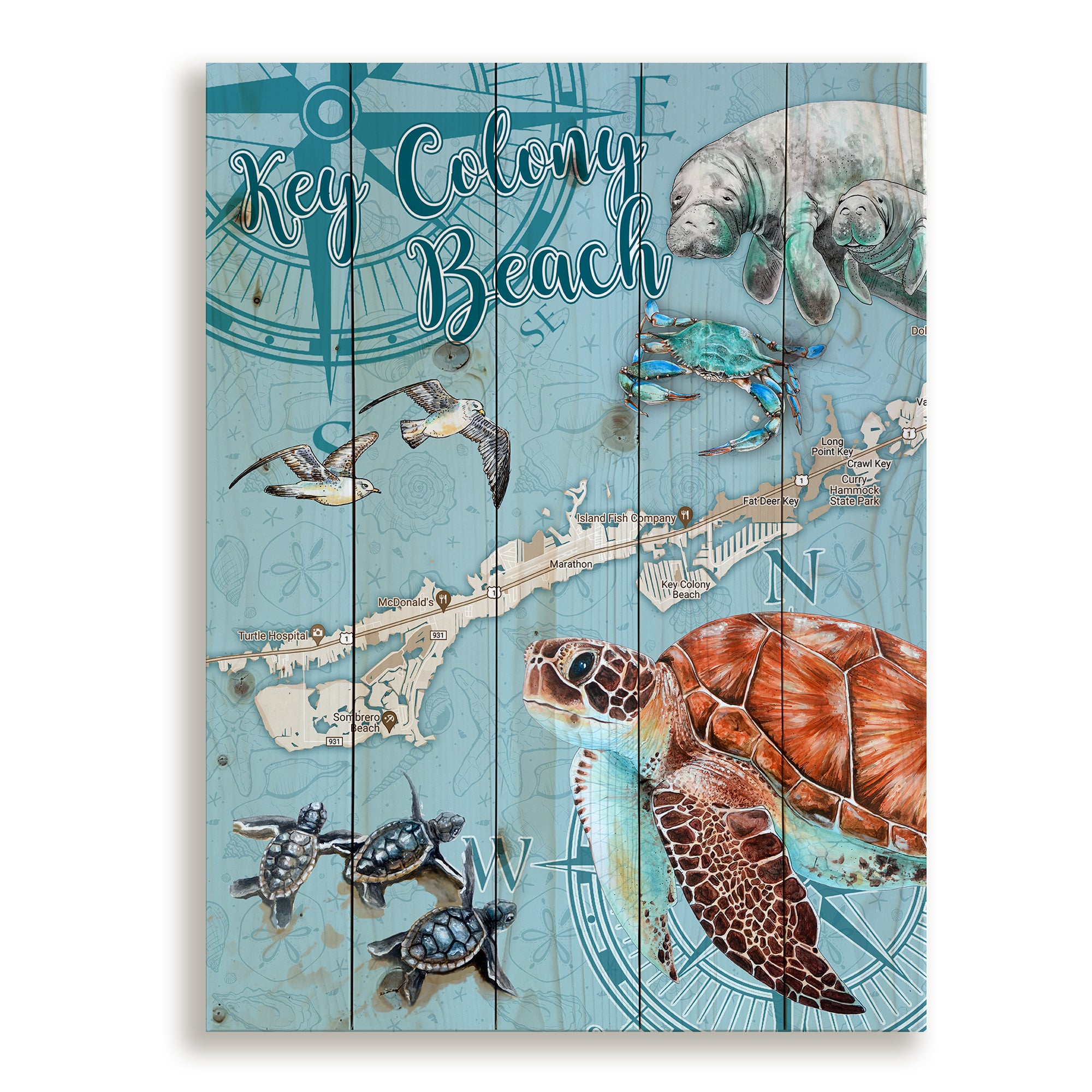 Key Colony Beach, FL- Ocean Life Pallet Map II – MapMom