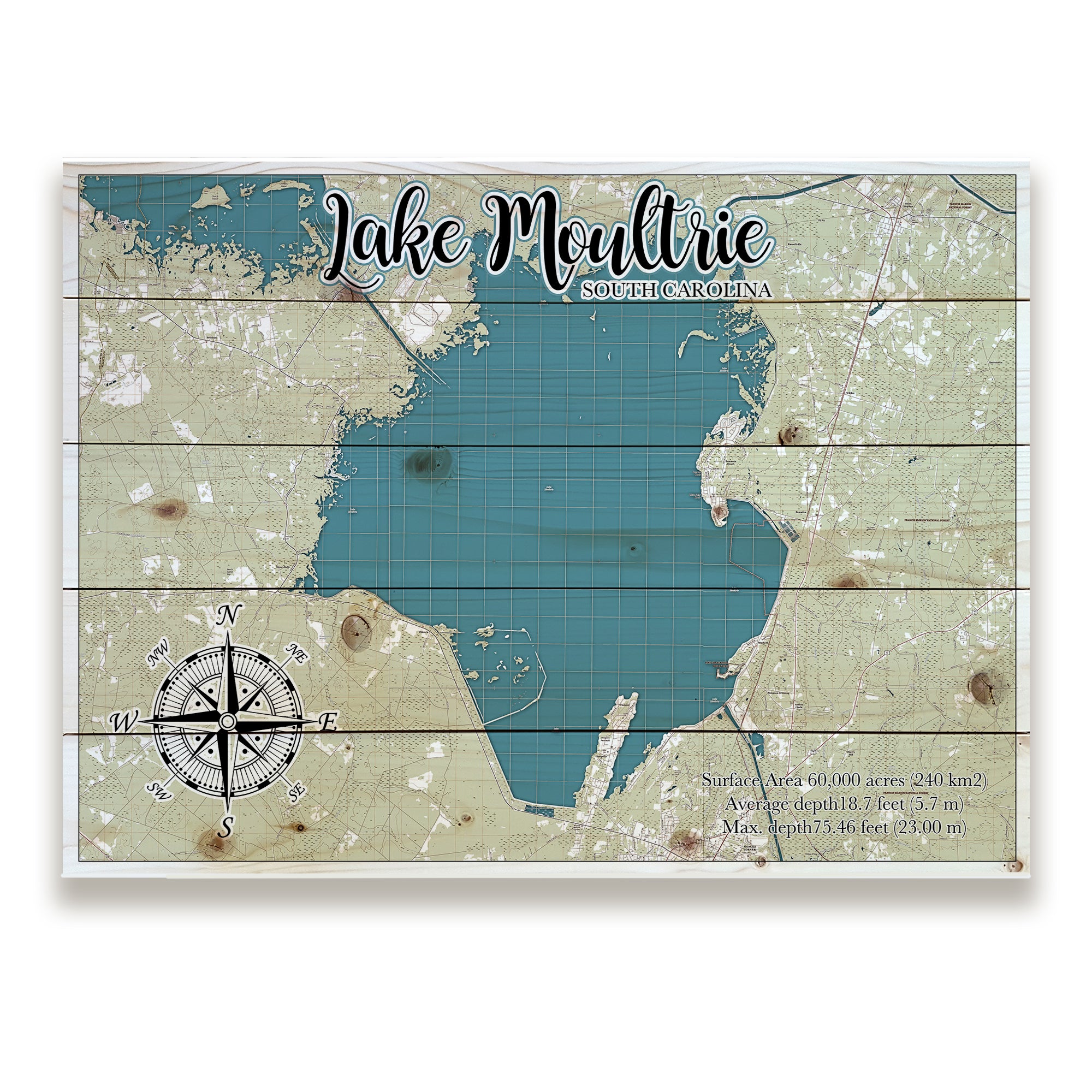 Lake Moutrie, SC Pallet Map – MapMom