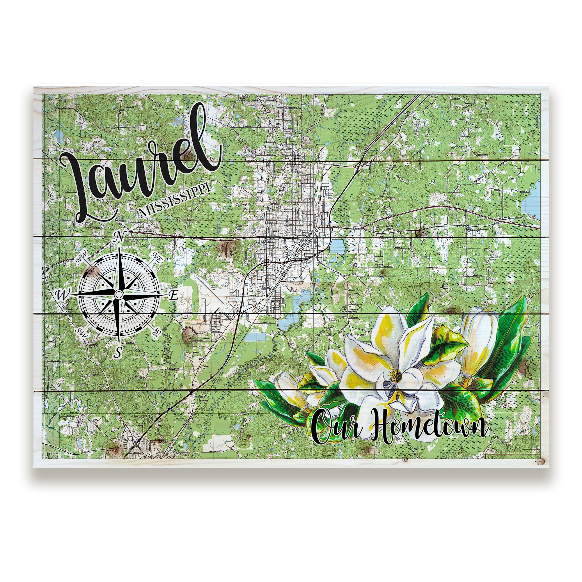 Laurel, MS - Magnolia Pallet Map – MapMom