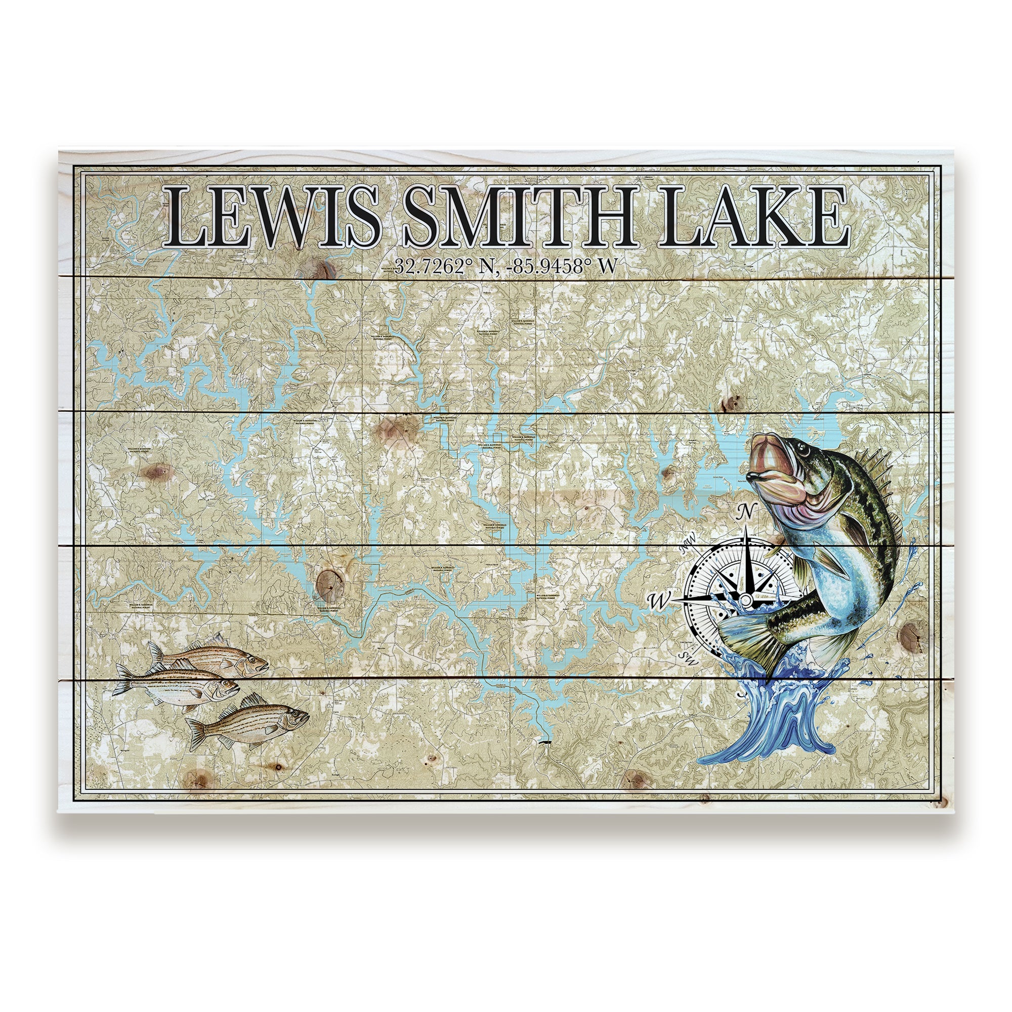 Lewis Smith Lake Alabama Fishing Map Sipsey Fork Drainage, Including