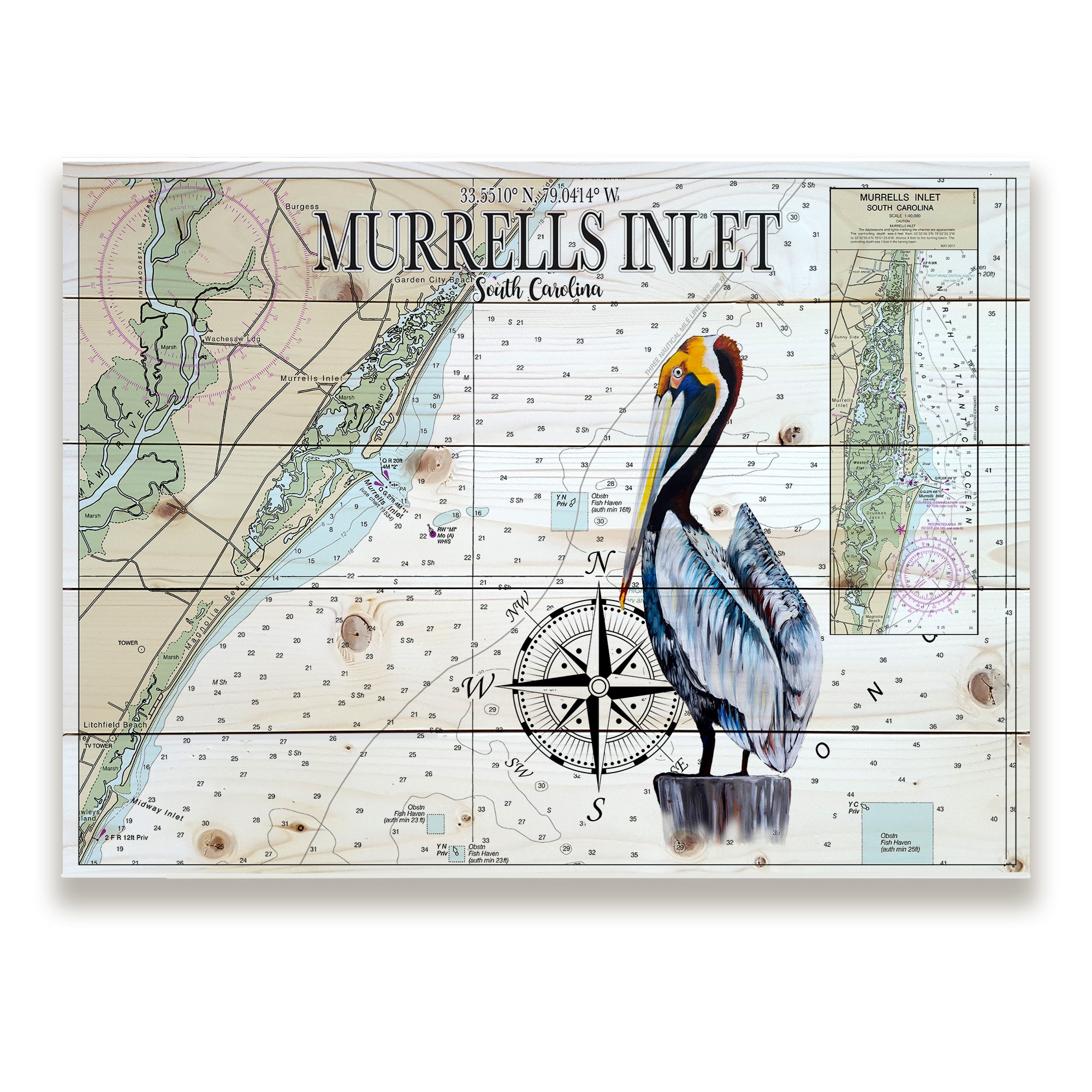 Murrells Inlet, SC- Pelican Pallet Map – MapMom