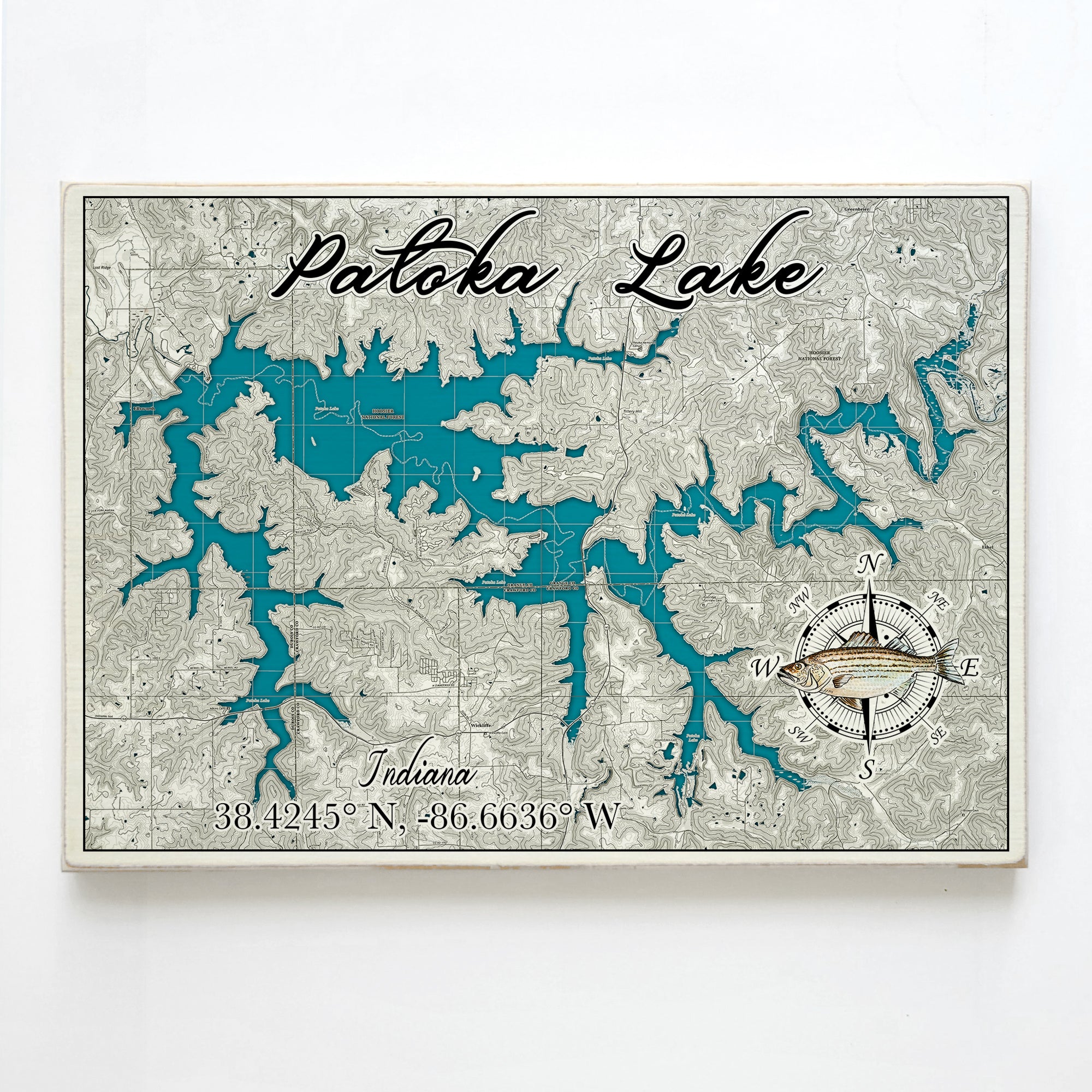 Patoka Lake, IN Plank Map – MapMom