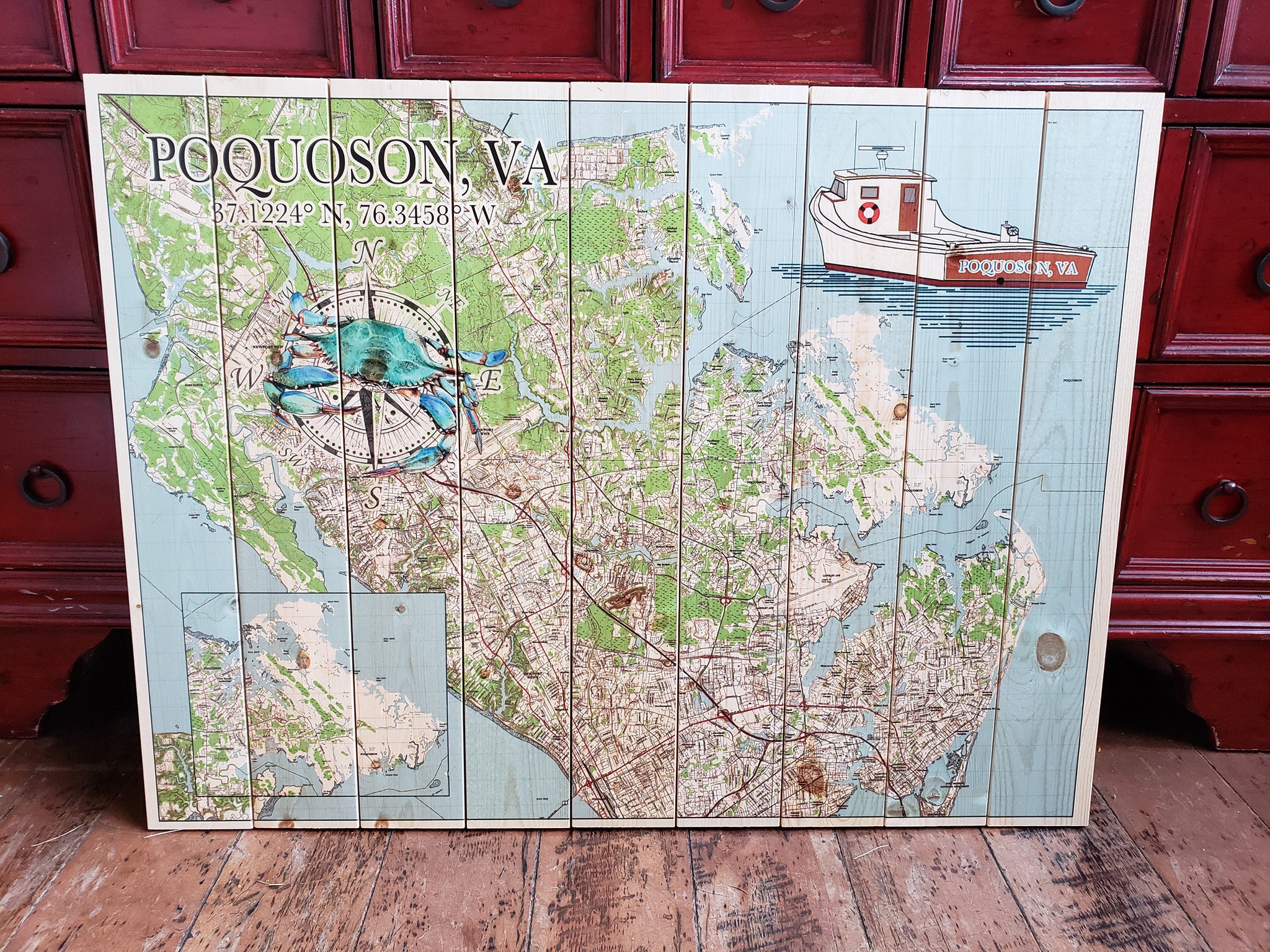 Poquoson, VA Statement Sized Pallet Map – MapMom