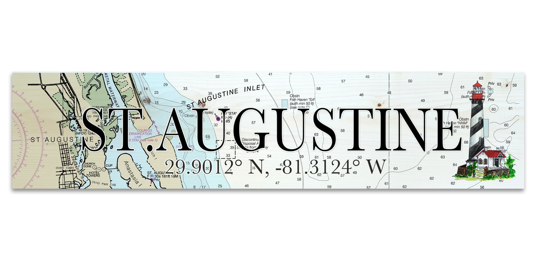 St. Augustine, FL Lighthouse Coordinate Sign – MapMom