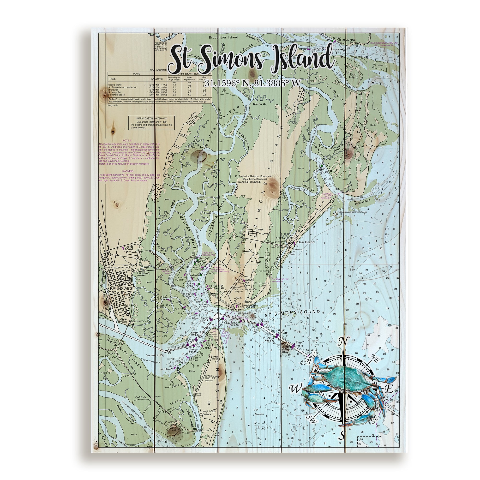 St Simons Island, GA Pallet Map – MapMom