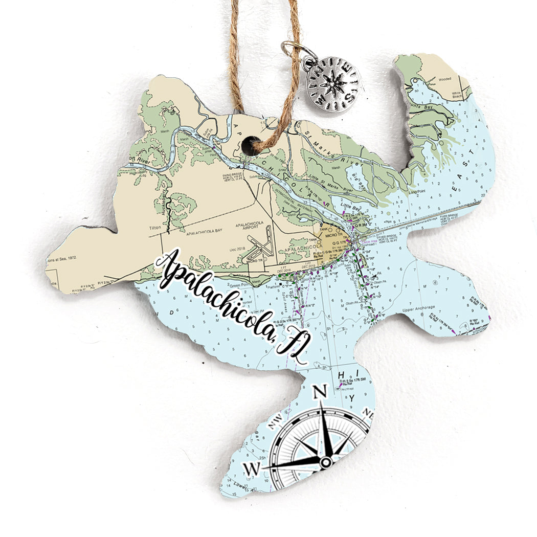 Apalachicola, FL Sea Turtle Map Ornament – MapMom