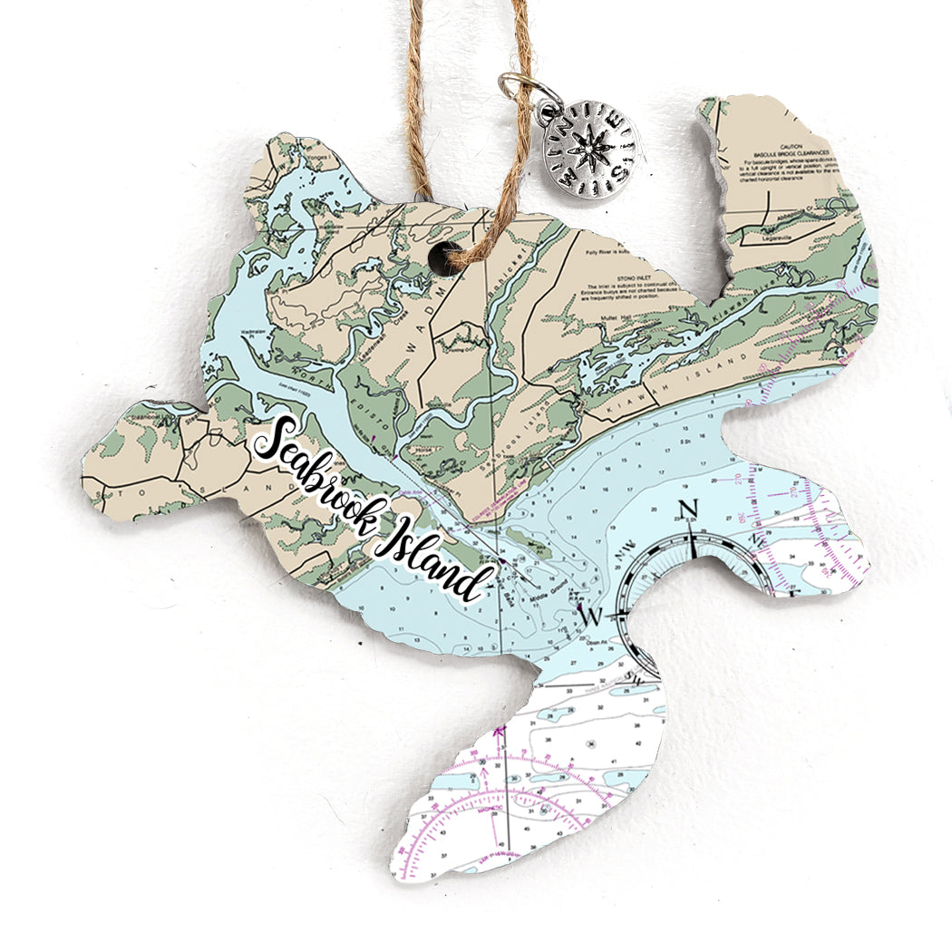 Seabrook Island , SC Sea Turtle Map Ornament – MapMom