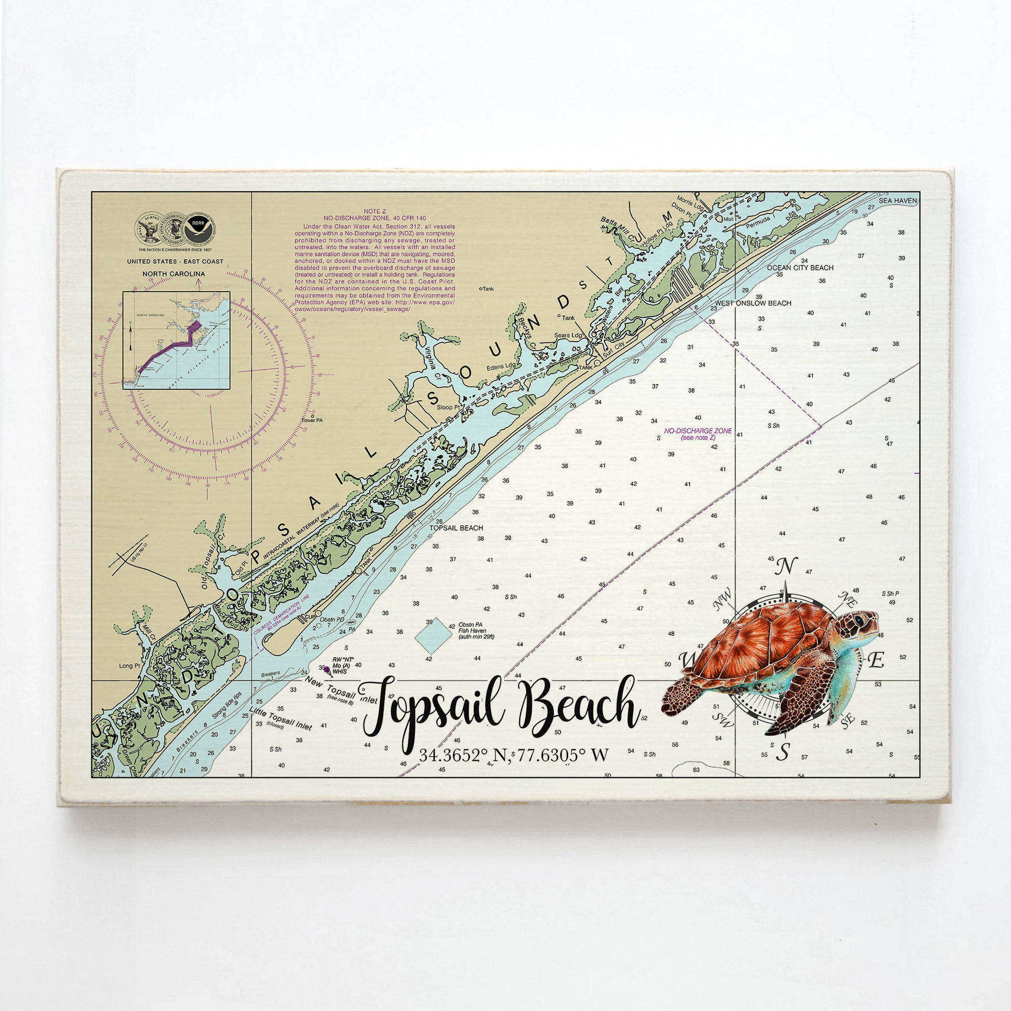 Topsail Beach, NC Plank Map – MapMom