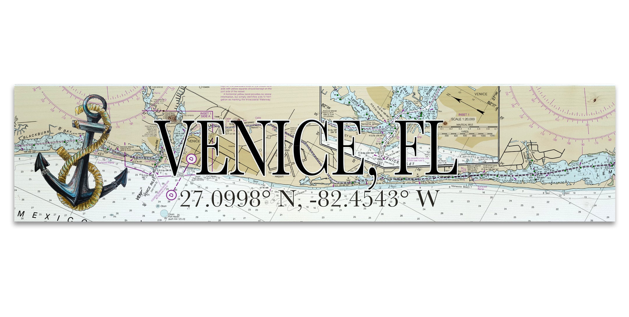 Venice, FL Anchor Coordinate Sign – MapMom