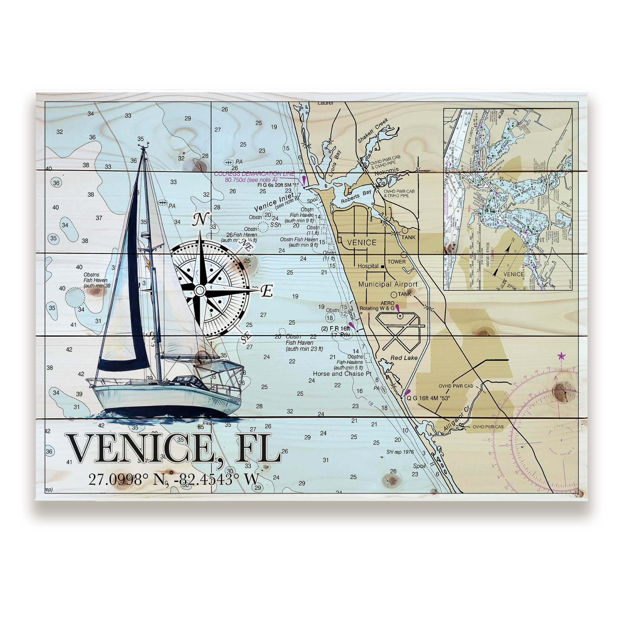 Venice, FL- Sailboat Pallet Map – MapMom
